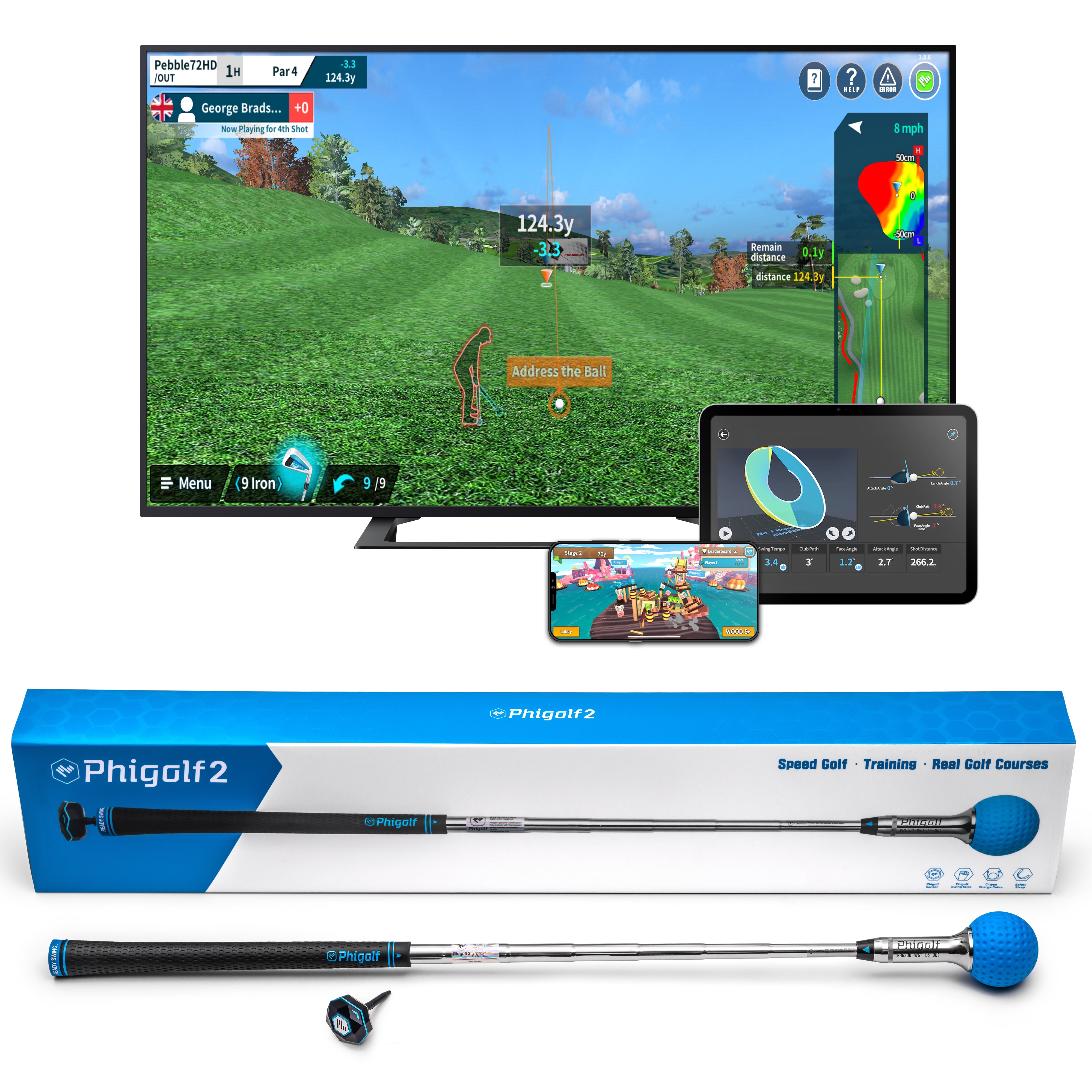 PHIGOLF 2 Smart Home Golf Simulator – Swing Stick Trainer & Analyser ...